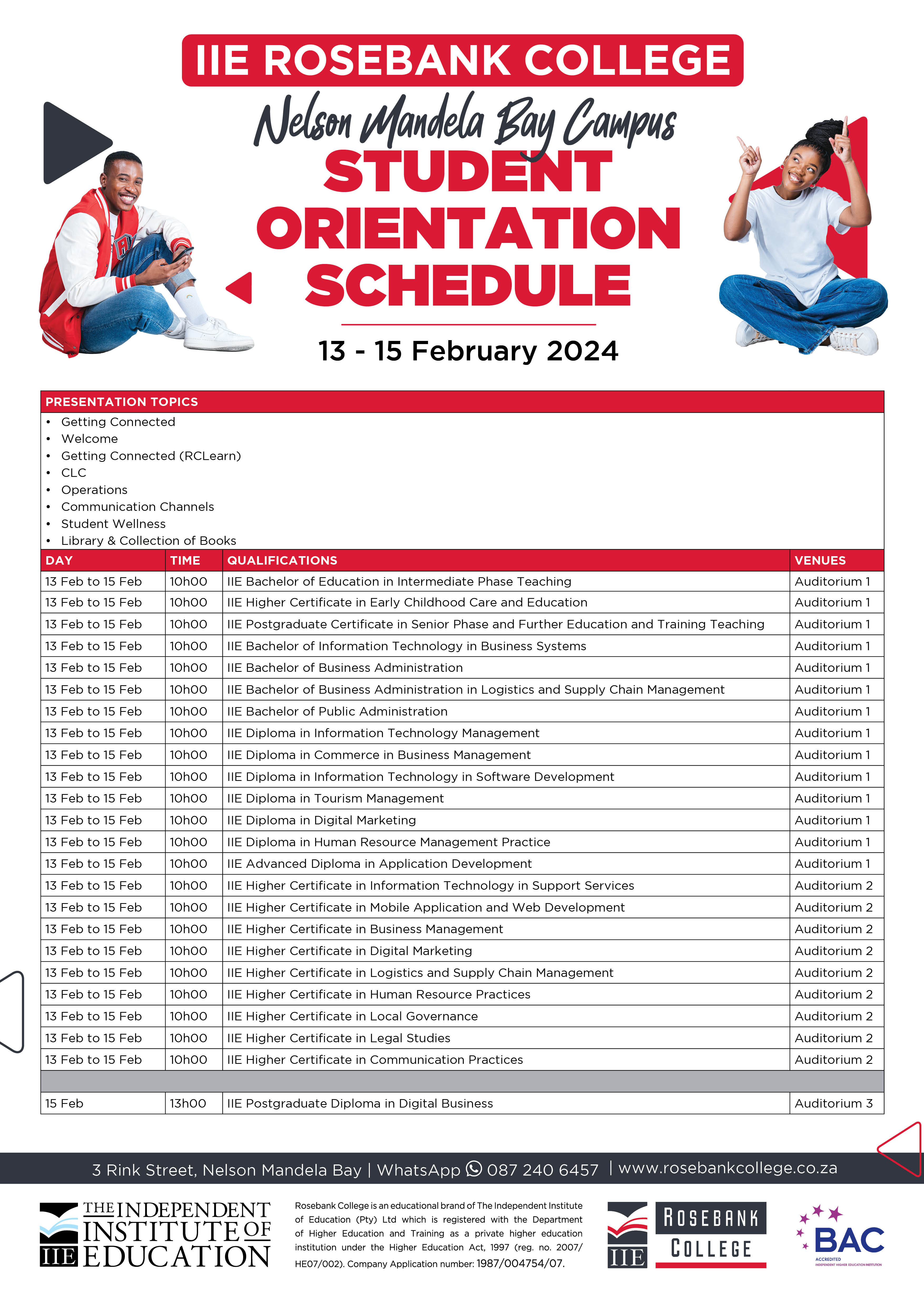 Student Orientation - Rosebank College